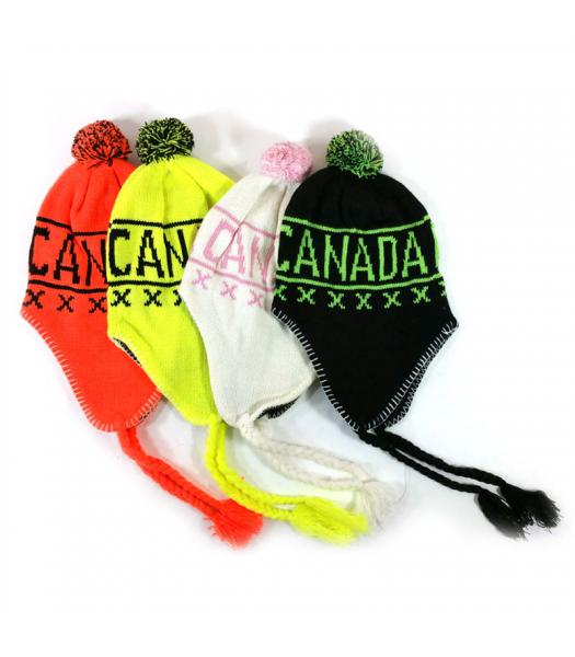 MOHAWK NEON EAR FLAP TOQUES - CANADA - Funraizin